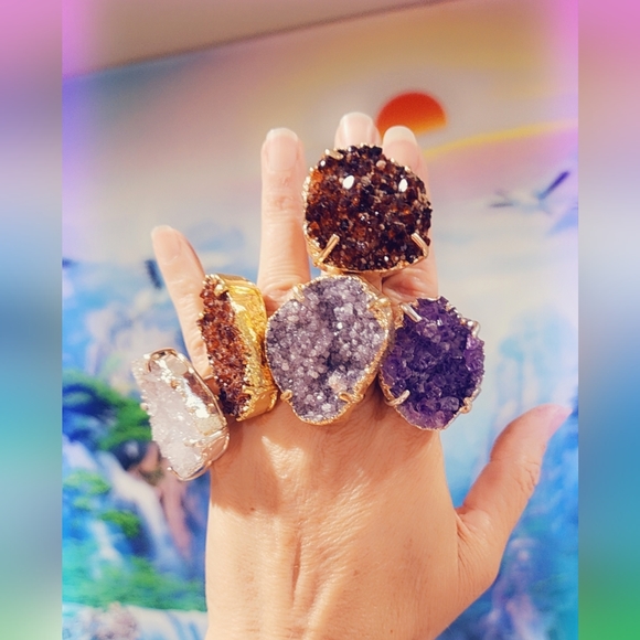 Jewelry | Gargantuan Druzy Adjustable Brazilian Ring Color Options ...